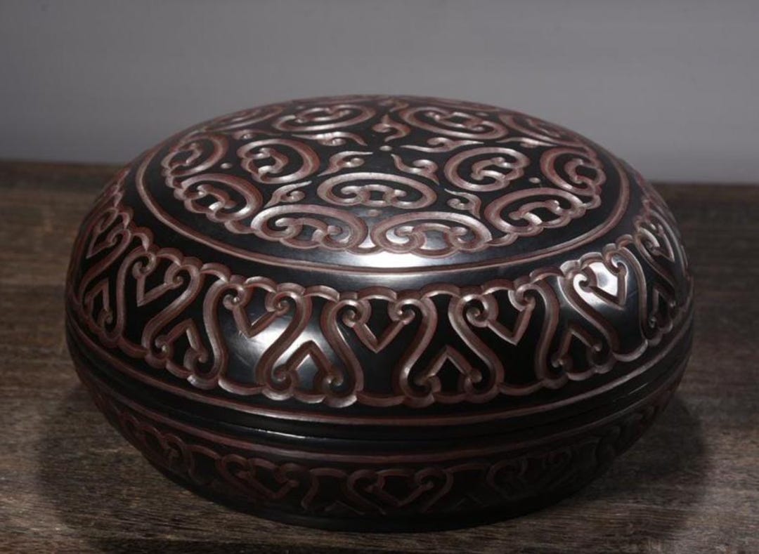 Antique Chinese Tixi Lacquer Box: Guri Carved Ruyi Motif - Etsy