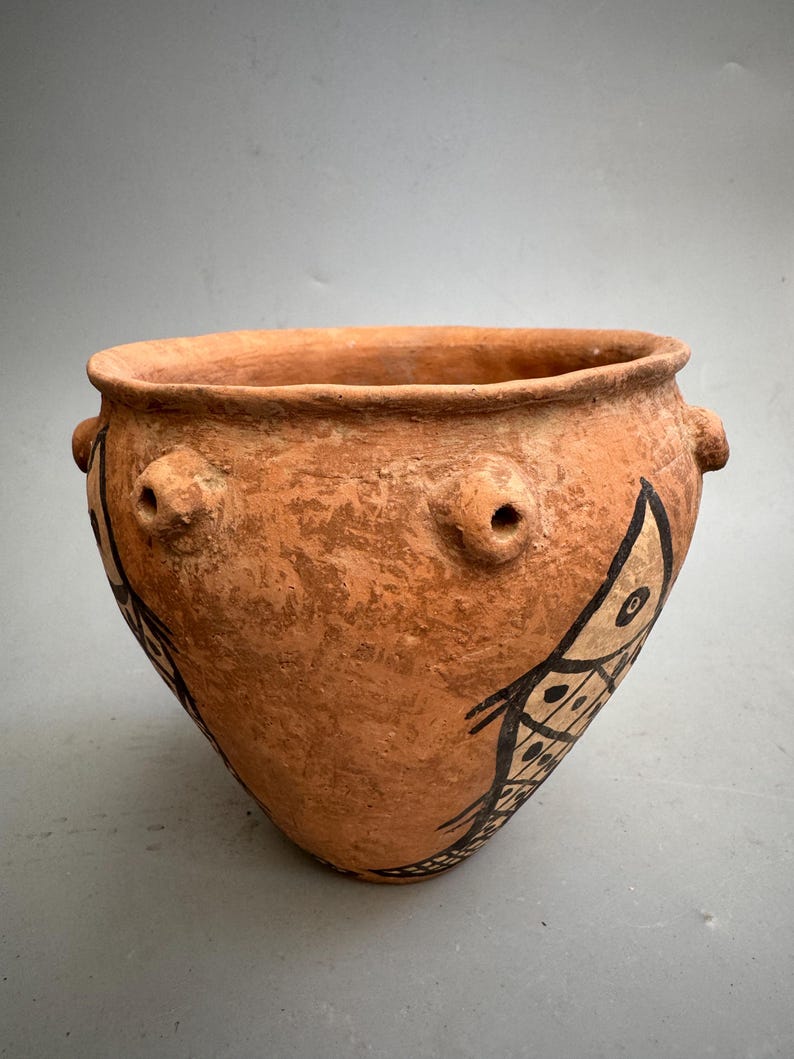 Chinese Antique Neolithic Majiayao Culture Fish Pattern Painted Pottery ...