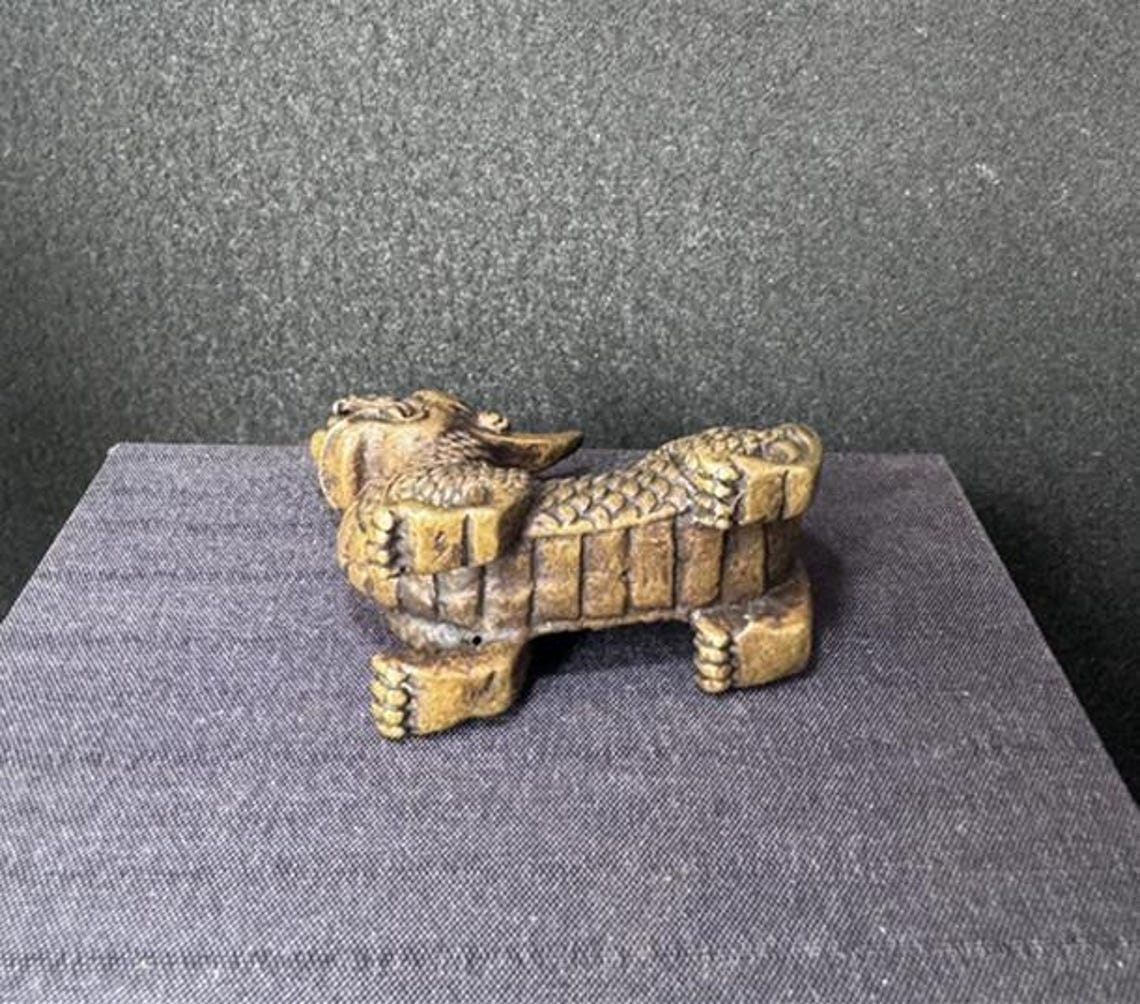 Chinese Antique Copper Feng Shui Dragon Beast Statue - Etsy