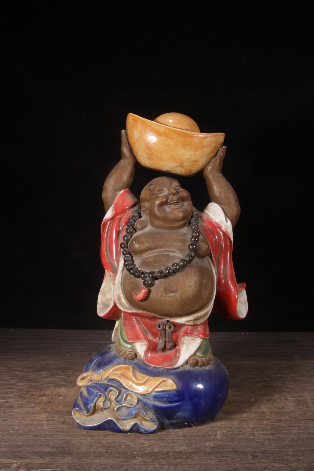 Chinese Antique Shi Wan Porcelain Feng Shui Yuanbao Maitreya Buddha ...
