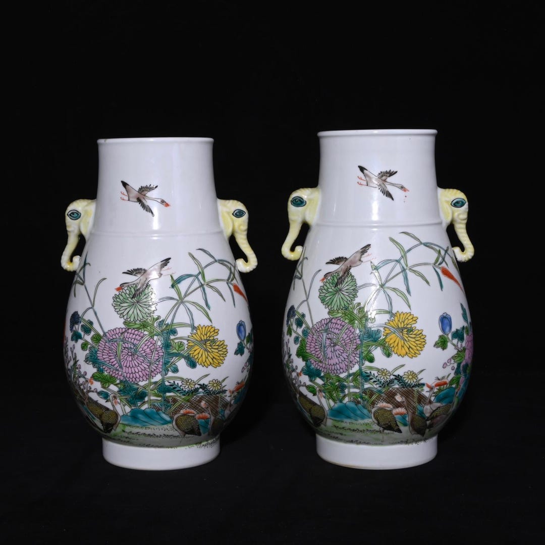 Chinese Antique Qing Dynasty Qianlong Famille Rose Flowers and Bird ...