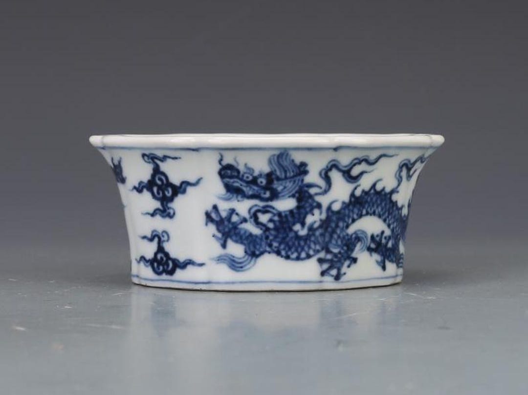 Antique Chinese Porcelain Brush Washer, Ming Xuande Period, Blue and ...