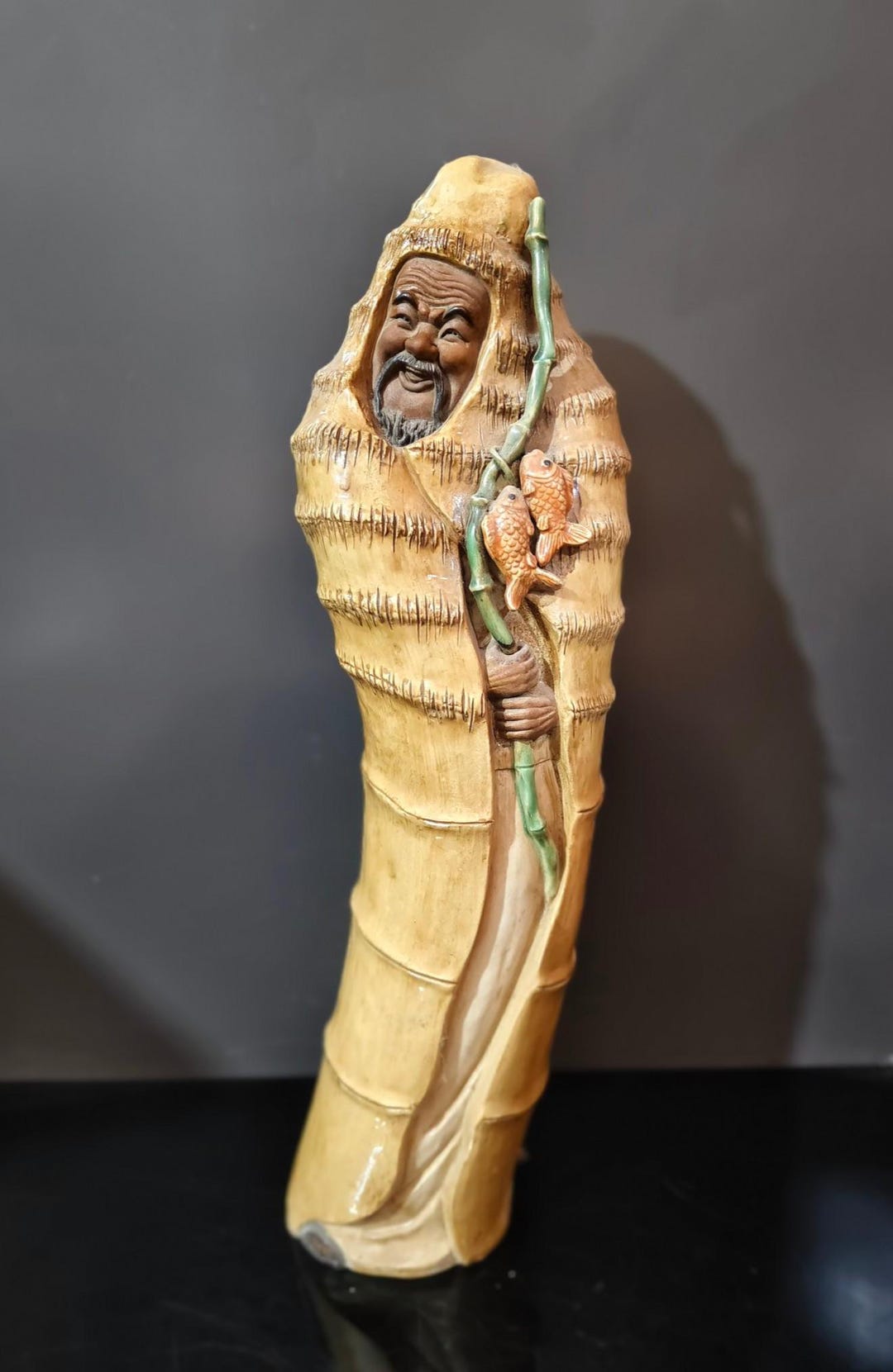 Antique Shiwan Ceramic Fisherman Statue: Chinese Pottery Art, Feng Shui ...