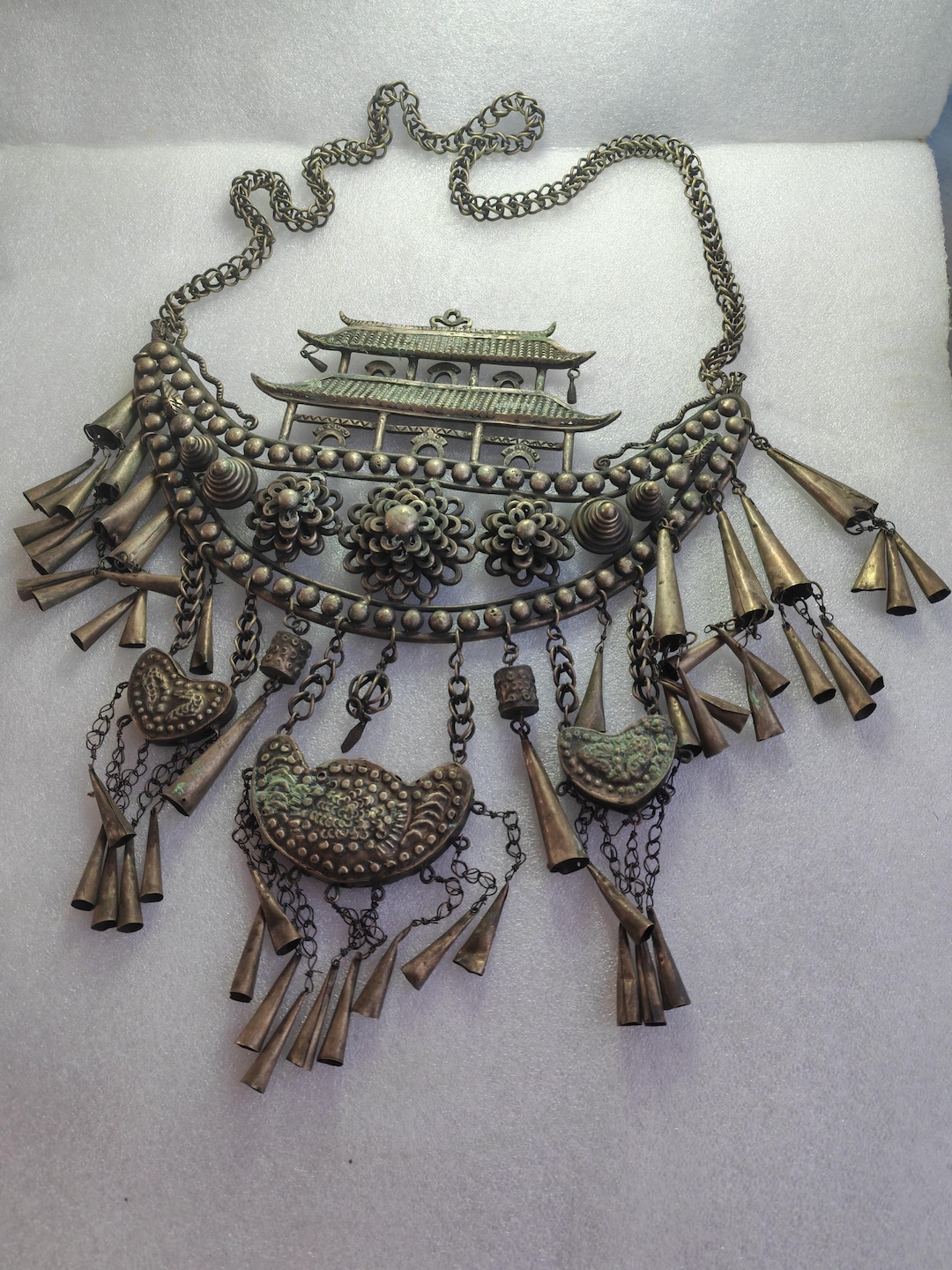 Chinese Handmade Miao Ethnic Style Silver Necklace Used for Grand ...