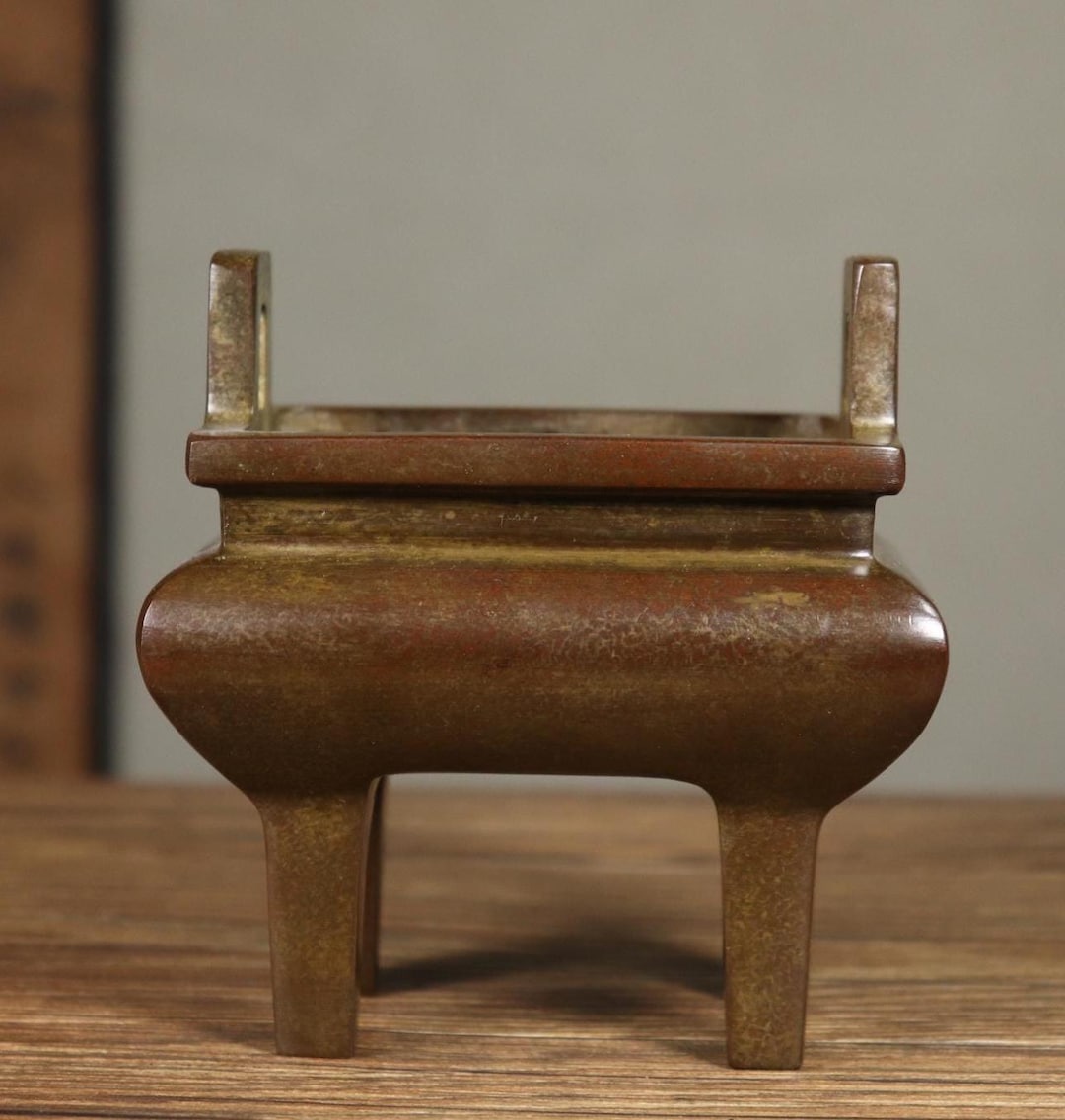 Antique Bronze Square Ding Incense Burner: Chinese Ritual Censer - Etsy