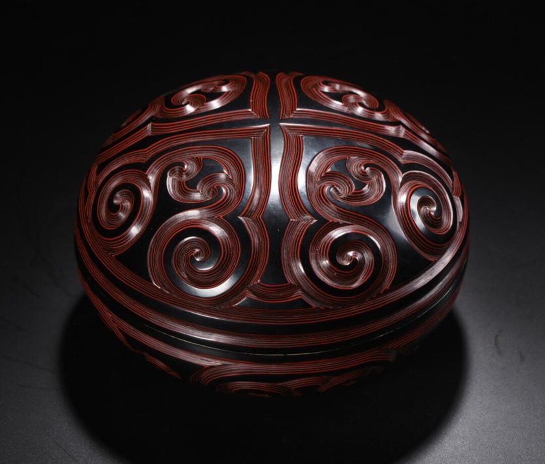 Antique Chinese Tixi Lacquer Box: Gilt Cloud Motif, Inscribed Poem - Etsy