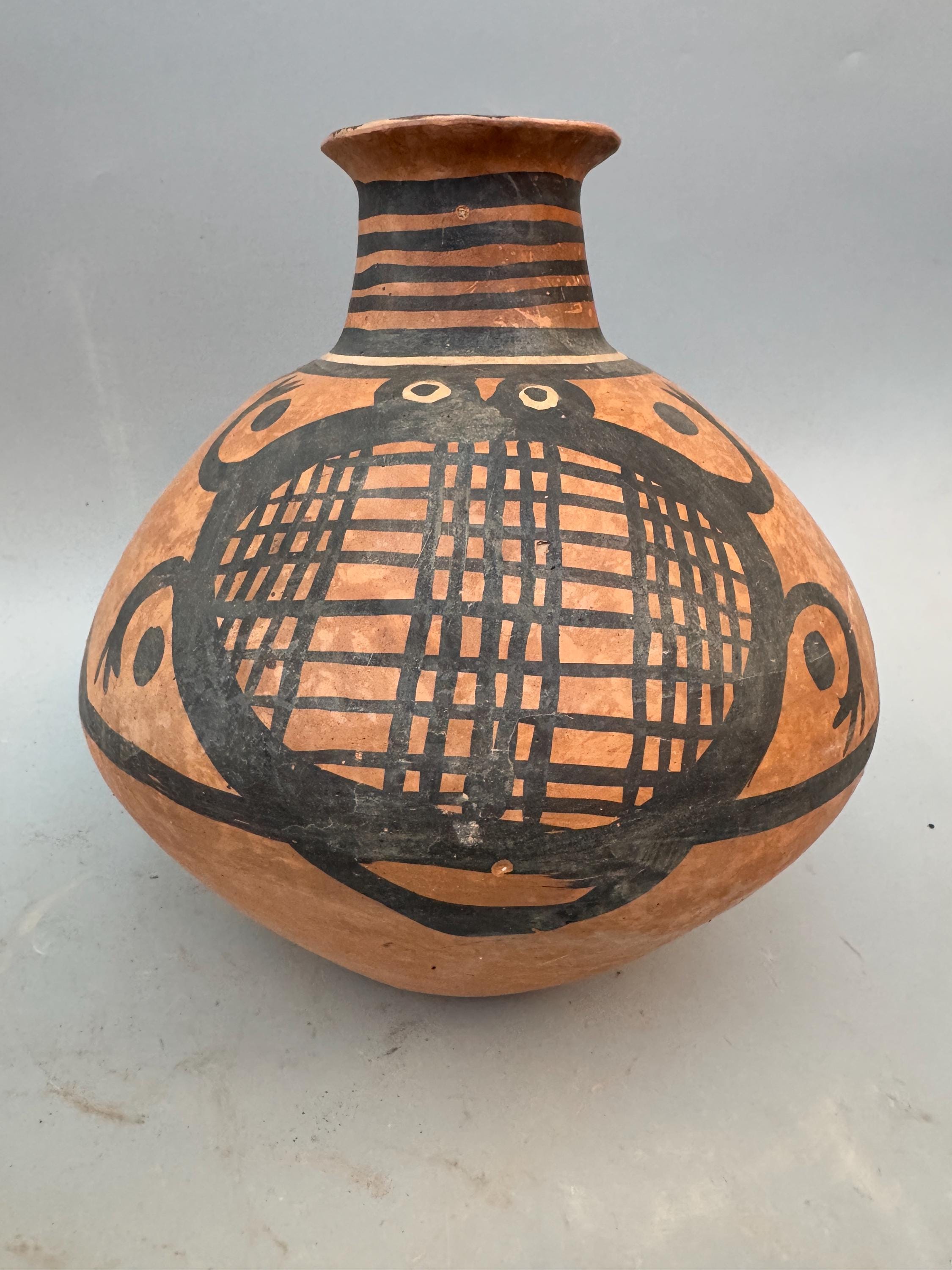 Chinese Antique Neolithic Qijia Culture Pottery Three Foot Pot Jar Tank ...