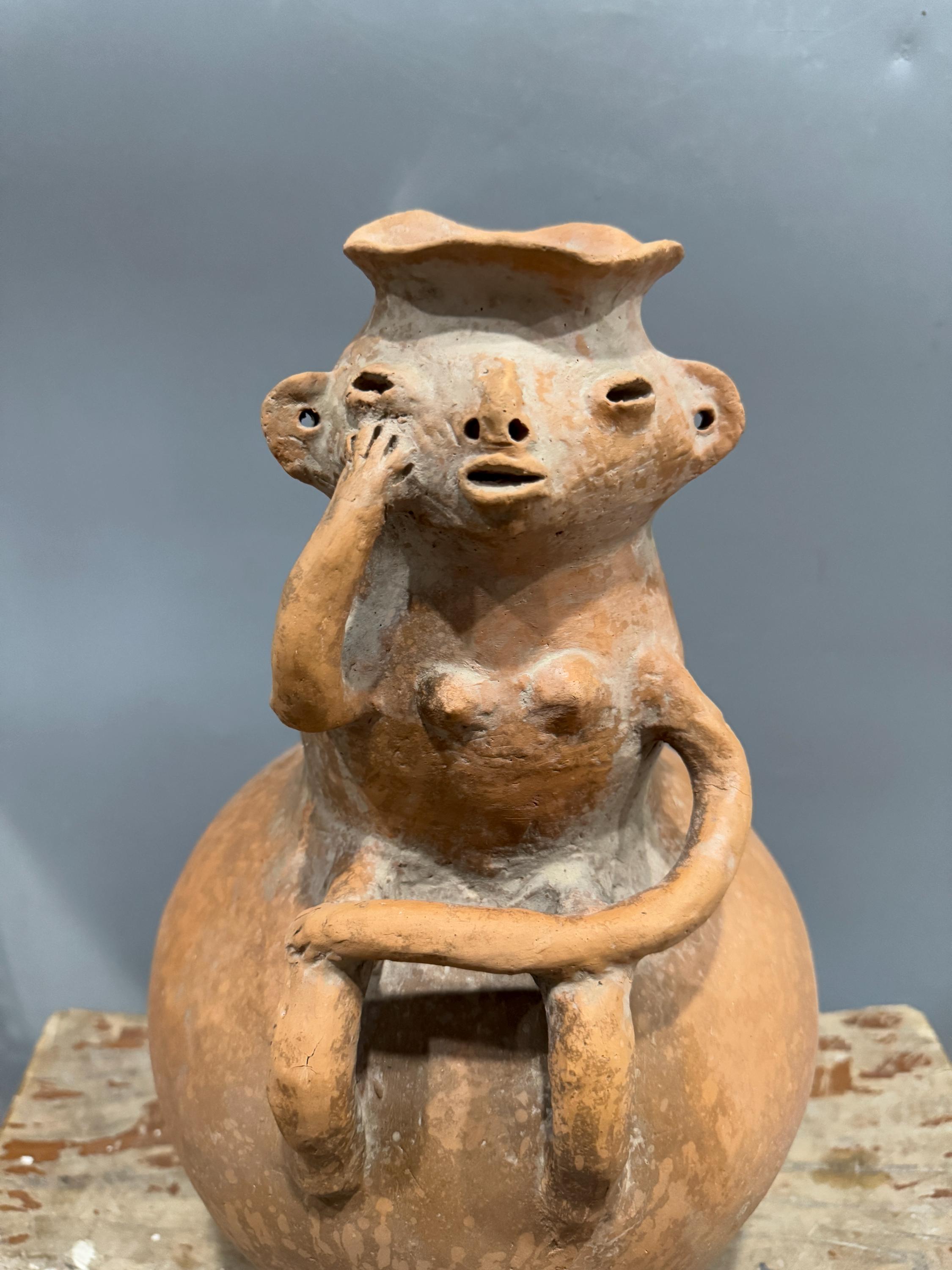Chinese Antique Neolithic Qijia Culture Pottery Human Face Pot Jar Tank ...