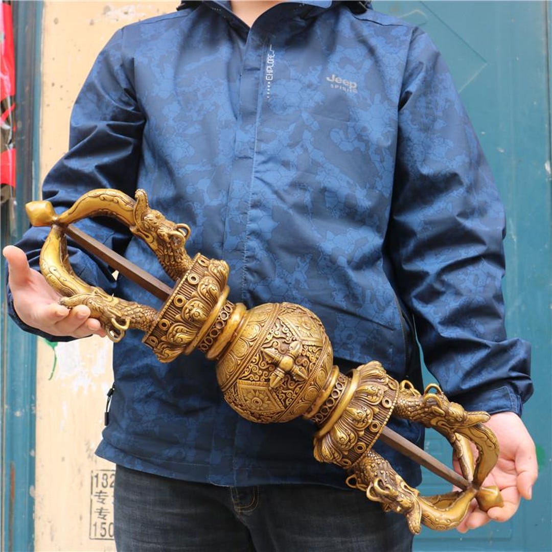Tibetan Buddhism Copper Vajra Ritual Tool Fa Qi,demon-subduing Vajra ...