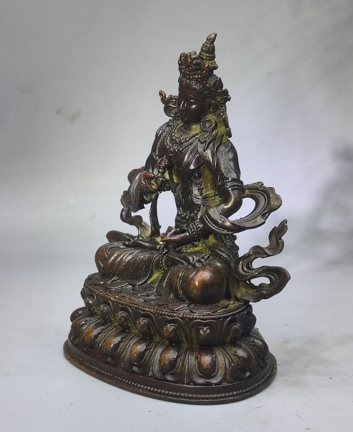 Chinese Buddhism Copper Lotus Base Holder Box Goddess Buddha Statue - Etsy