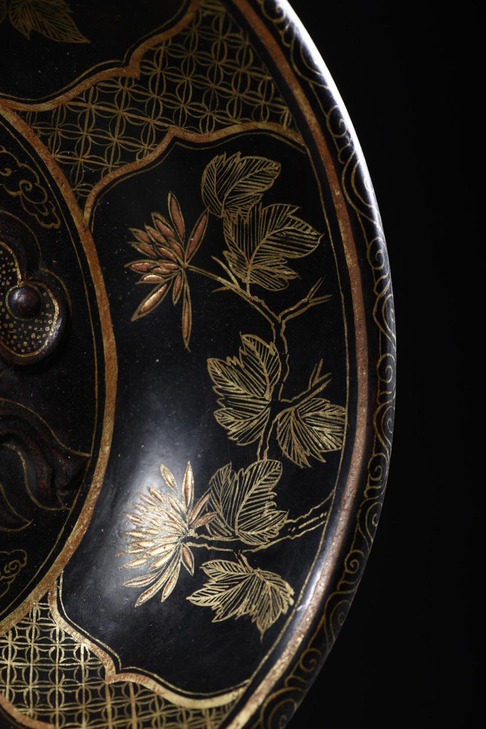 Antique Chinese Lacquer Display Plate: Gilt Relief Asian Art - Etsy