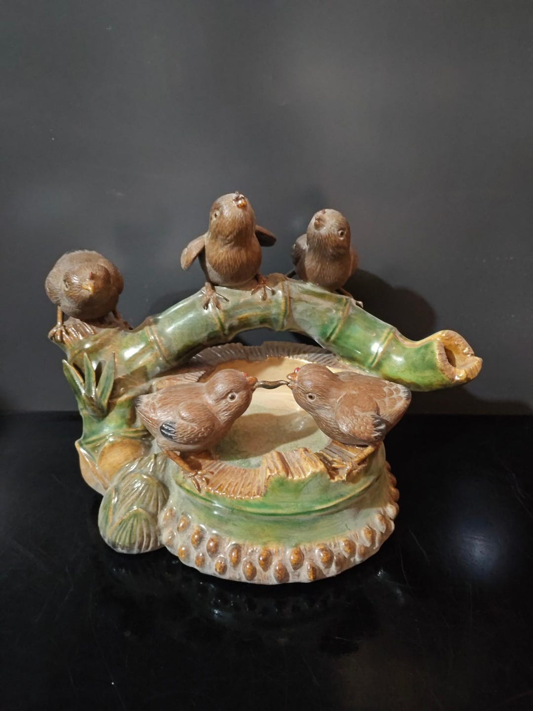 Vintage Shiwan Ceramic Bird Statue: “five Blessings” Feng Shui Decor - Etsy