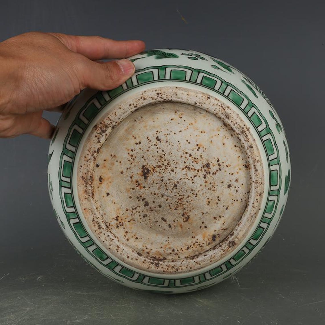 Chinese Antique Ming Dy Green-decorated Fish and Algae Pattern ...