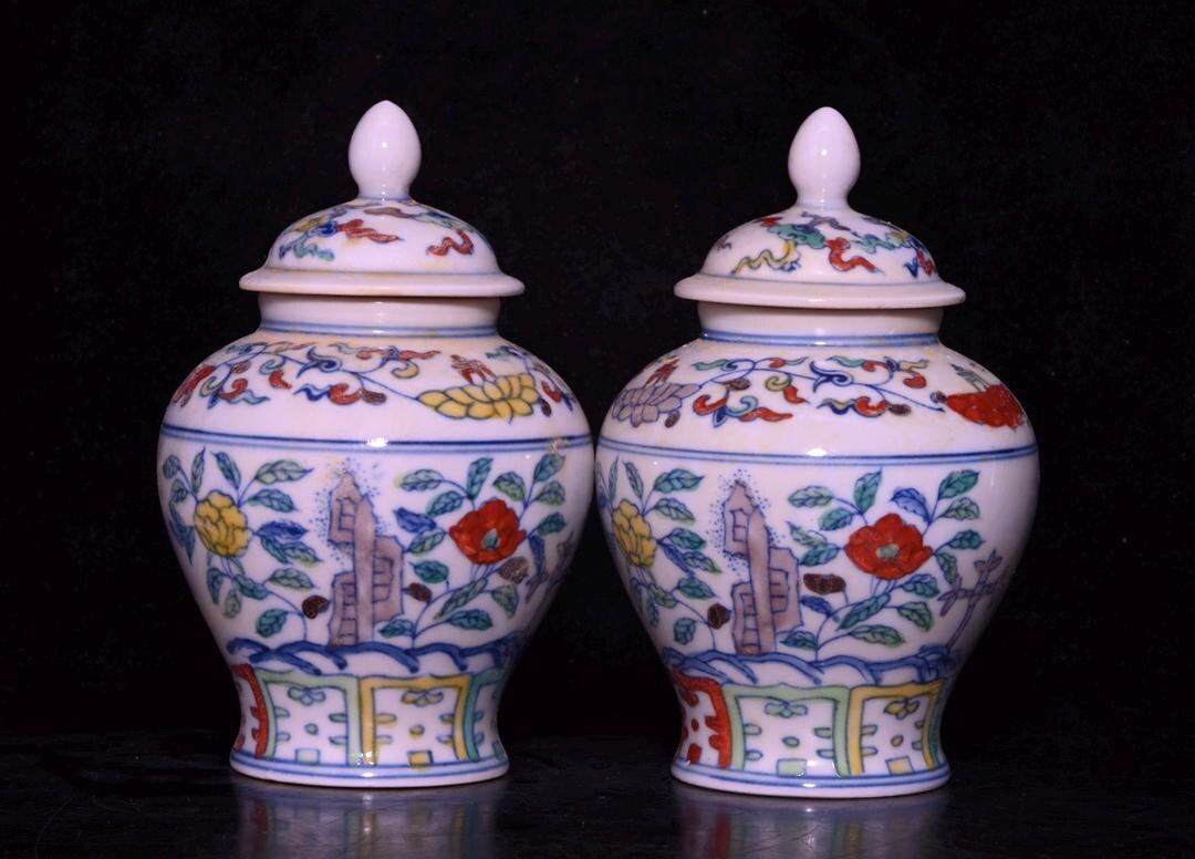 Chinese Antique Ming Dynasty Dou Cai Flower Pattern Porcelain Vase Jar ...