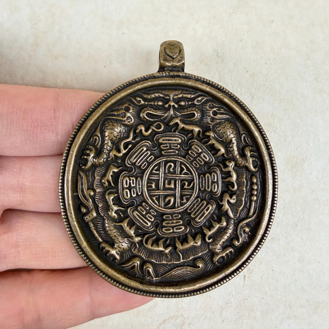 Tibetan Lima Copper Eight Trigram Talisman – Nine Palace Mandala Amulet ...