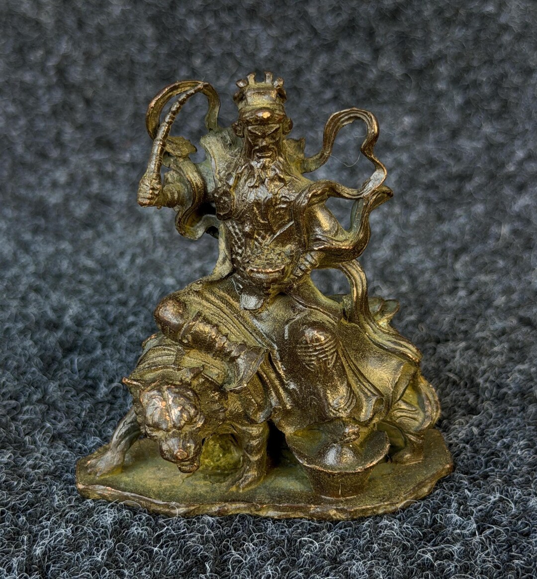 Antique Bronze Zhao Gongming Statue | Tiger Rider, Feng Shui Decor - Etsy