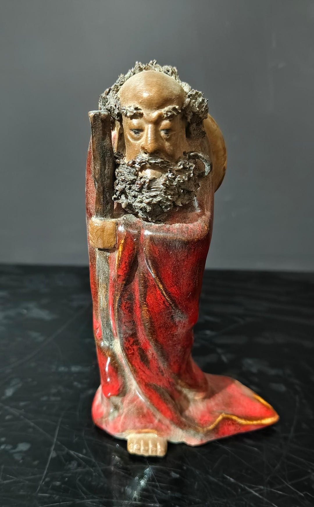 Antique Shiwan Ceramic Bodhidharma – Red Robe Dharma Crossing Sea ...