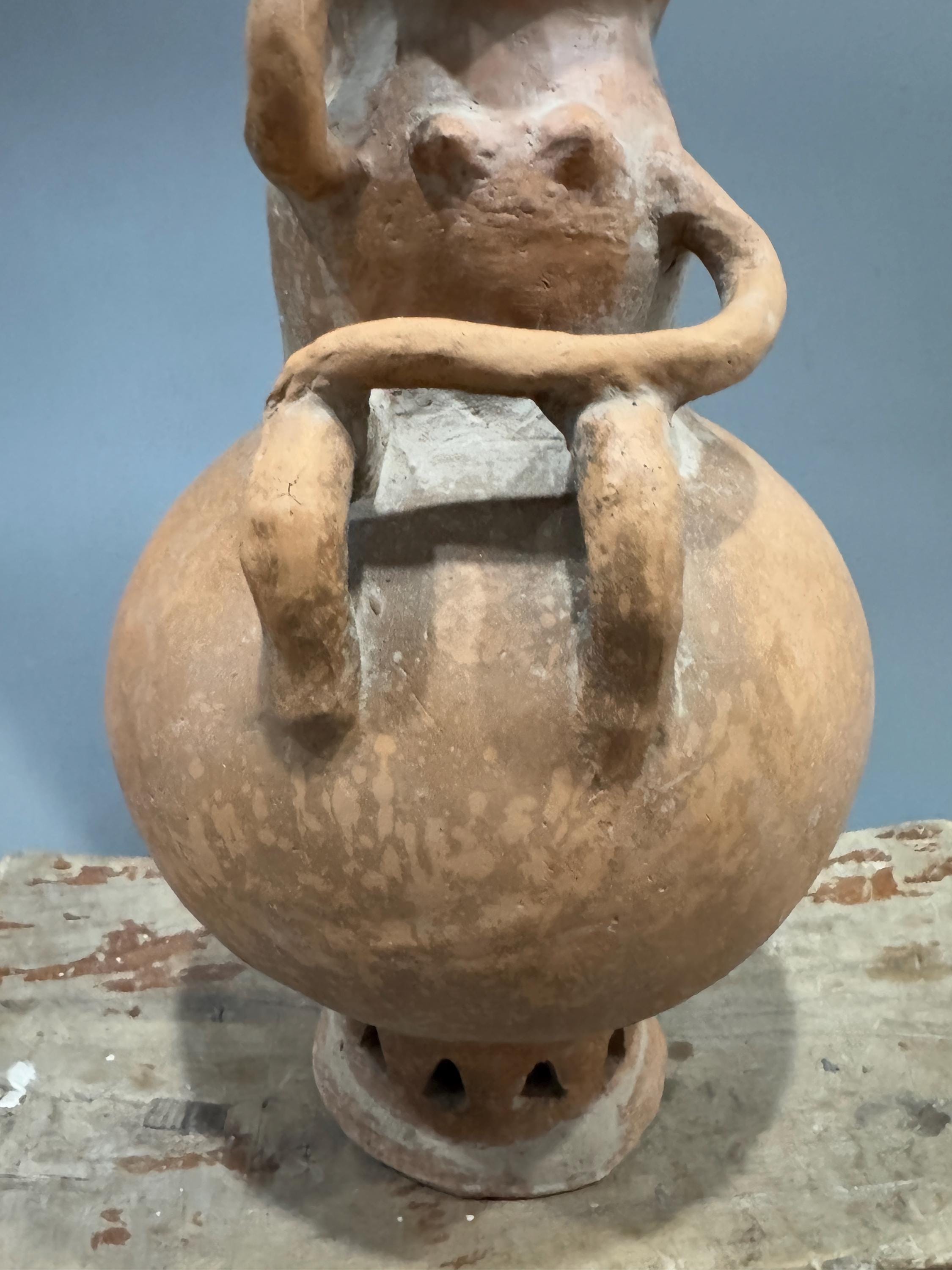 Chinese Antique Neolithic Qijia Culture Pottery Human Face Pot Jar Tank ...