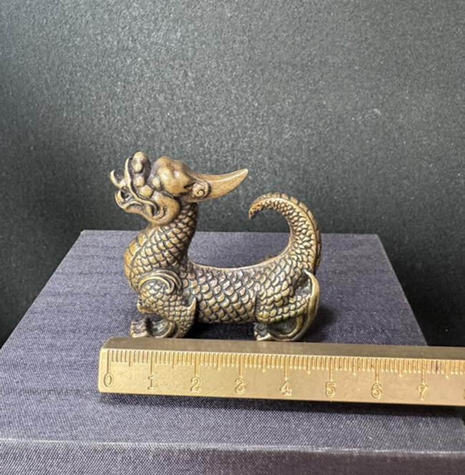Chinese Antique Copper Feng Shui Dragon Beast Statue - Etsy