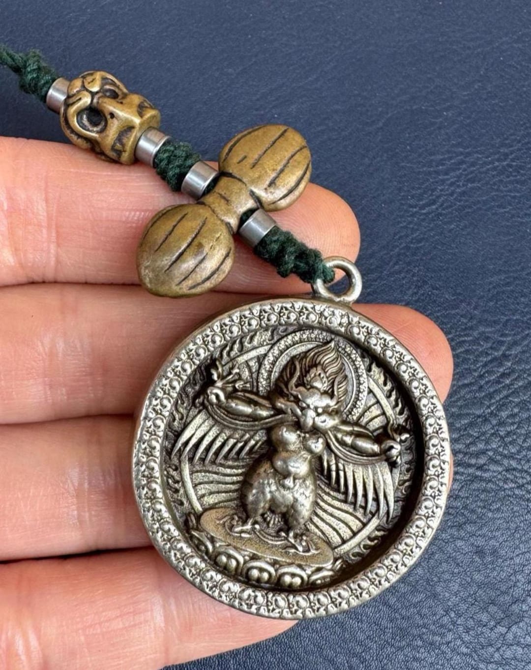 Tibetan Copper Garuda Amulet Necklace: Vajra Beads, Buddhist Protector ...