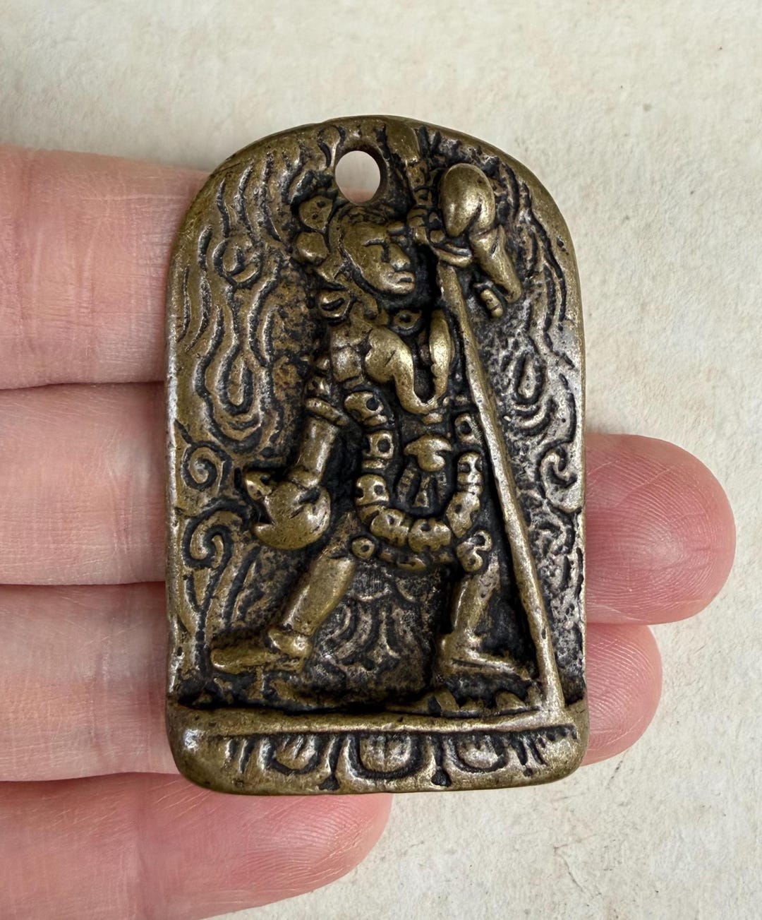 Vintage Tibetan Brass Vajrapani Amulet – Protector of Strength & Wisdom ...