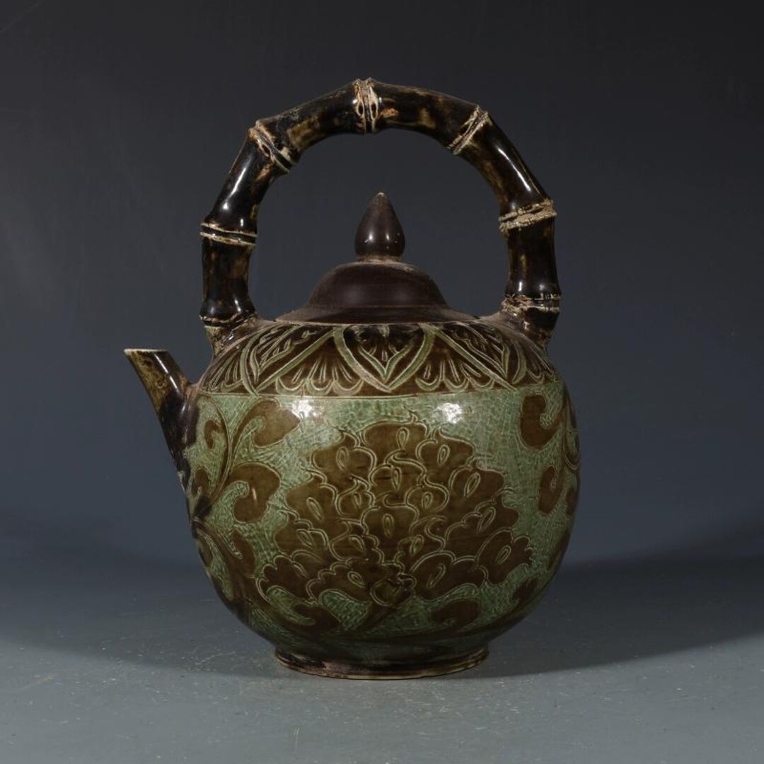 Chinese Antique Ci Zhou Kiln Floral Pattern Ceramic Teapot, Wine Pot ...
