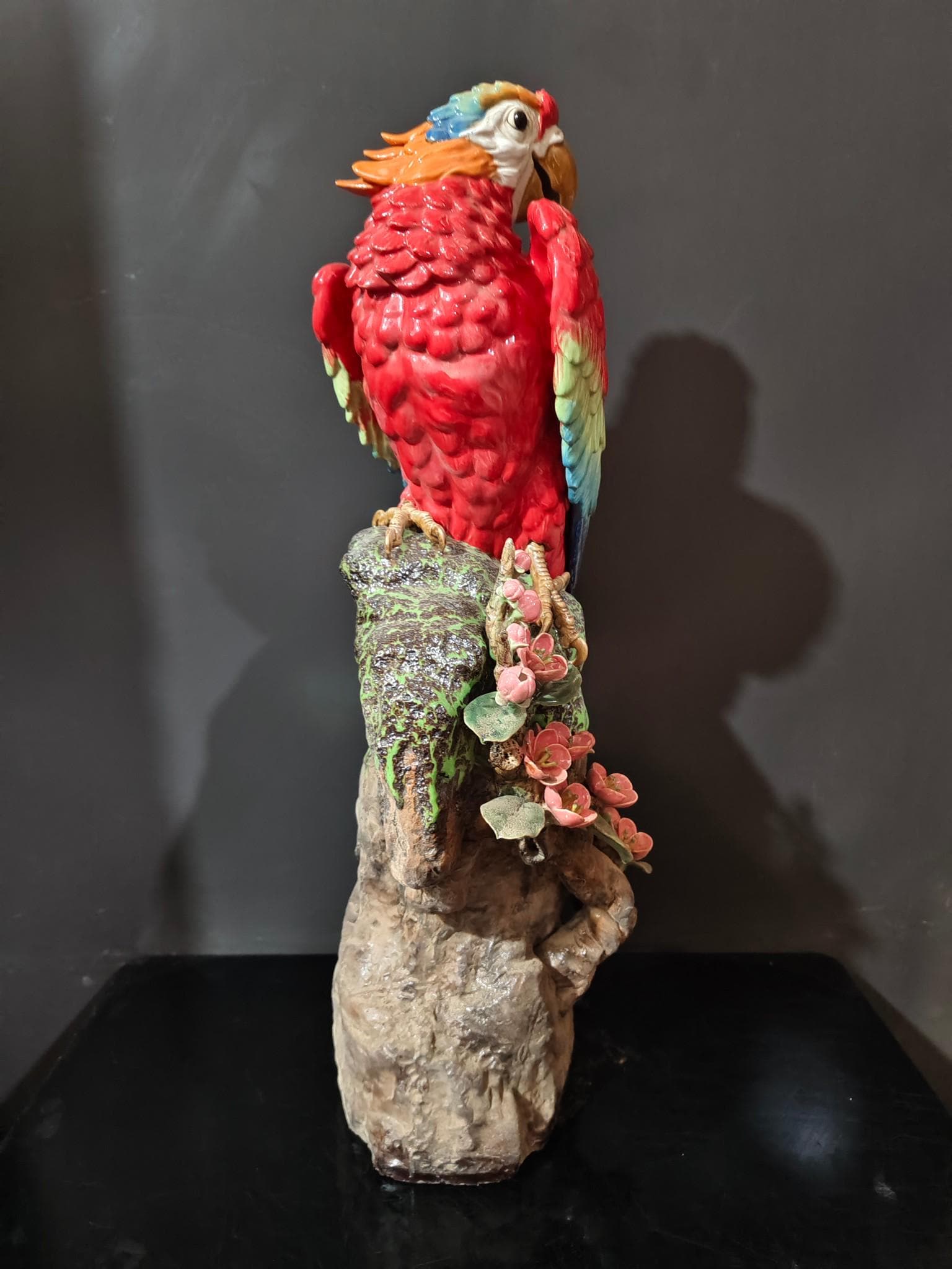 Vintage Shiwan Ceramic Parrot Statue, Hand-painted Oriental Bird Decor ...