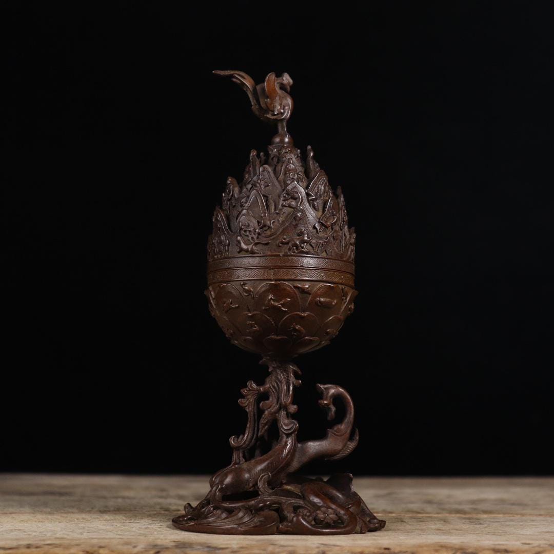 Antique Bronze Boshan Censer: Dragon & Phoenix Incense Burner - Etsy