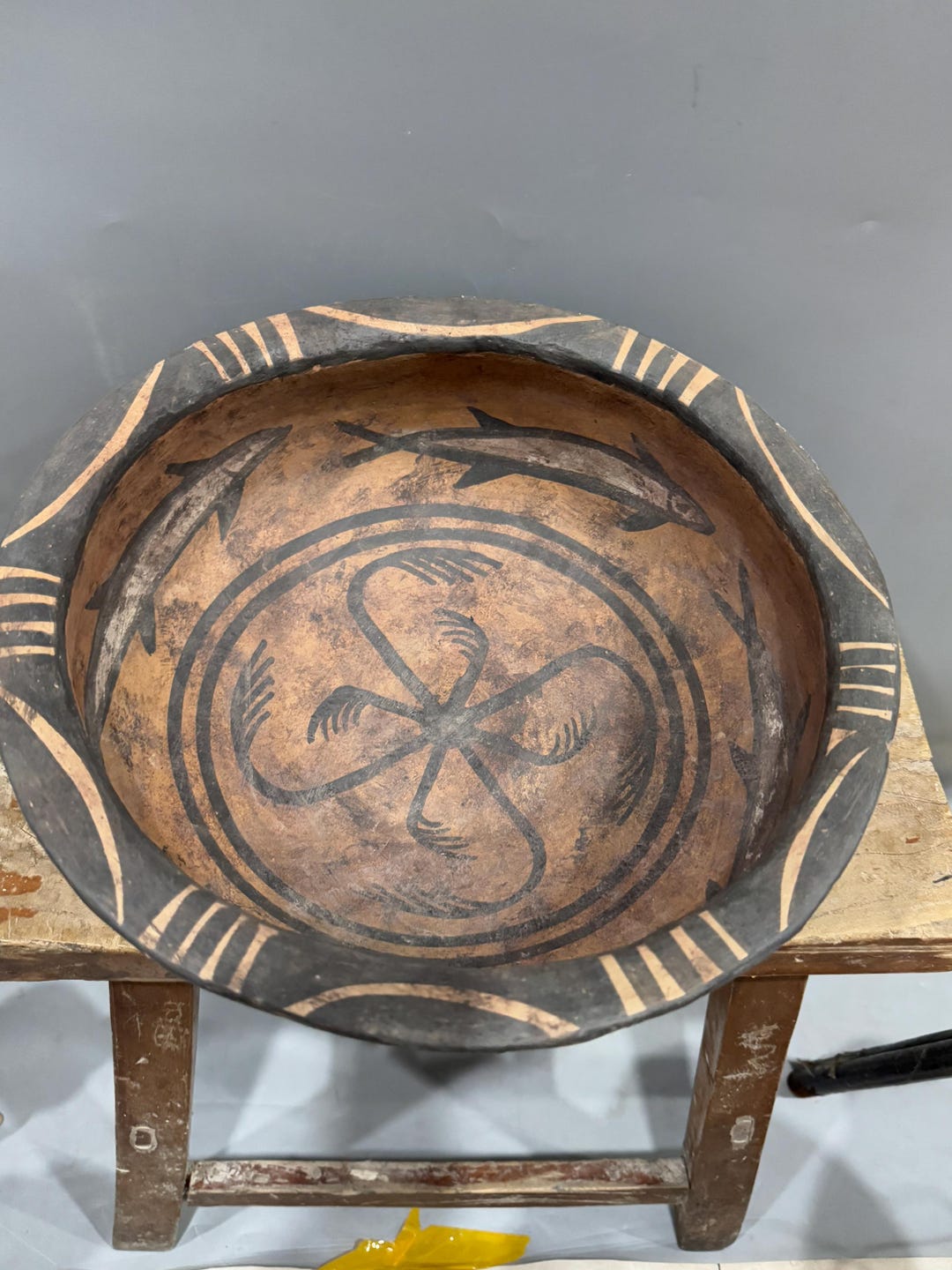 Chinese Antique Neolithic Majiayao Culture Fish Pattern Pottery Large ...