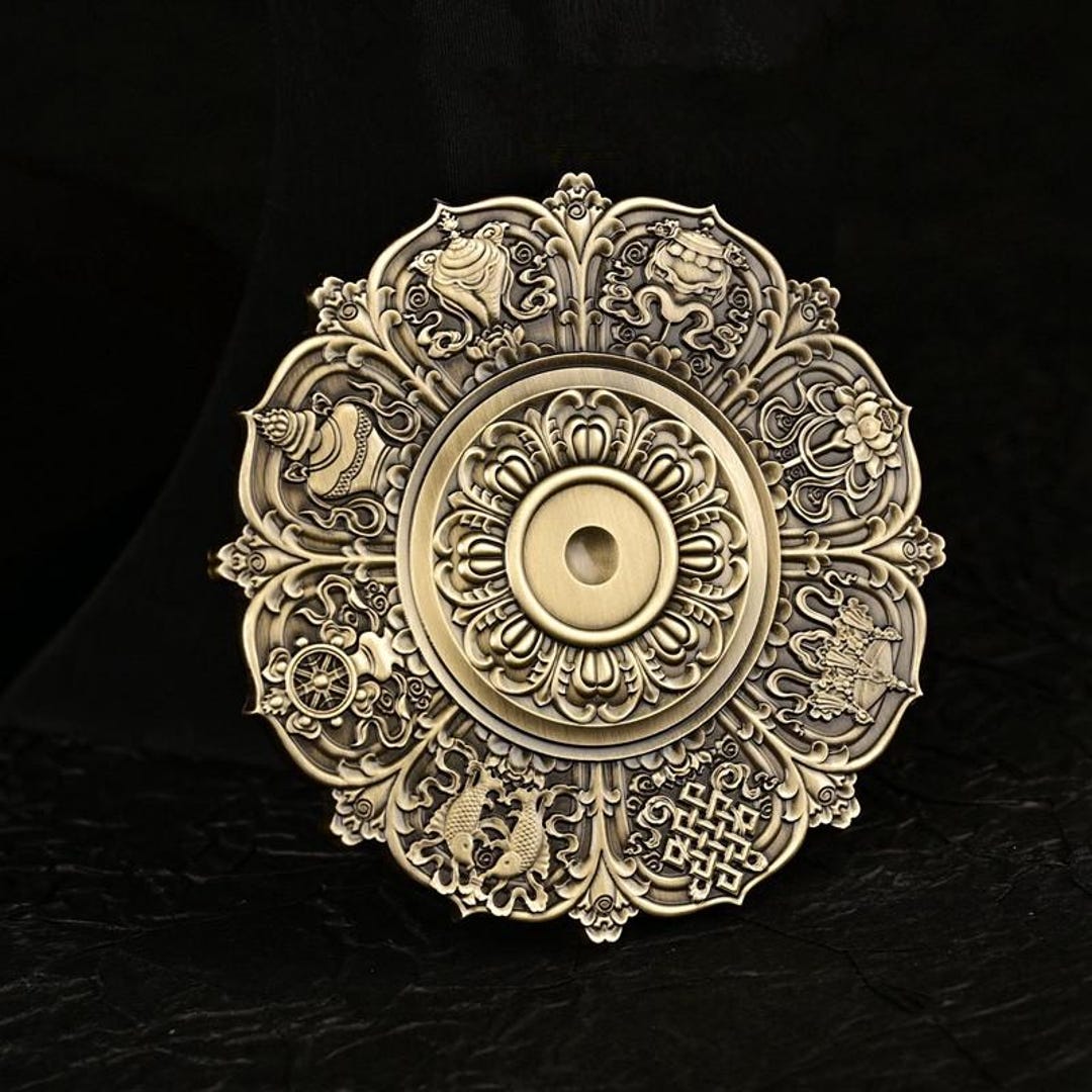 Chinese Temple Copper Feng Shui Activating Good Fortune Eight Treasures ...