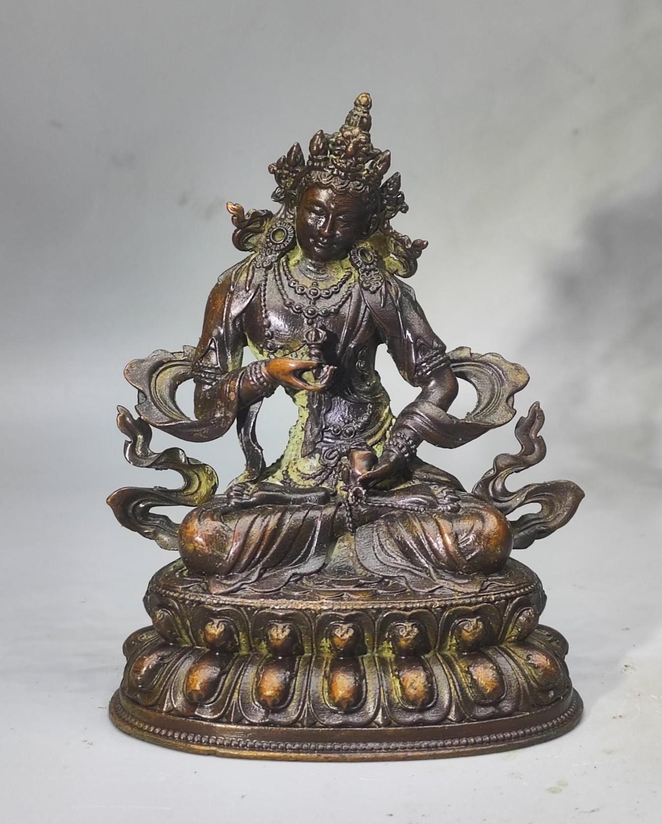 Chinese Buddhism Copper Lotus Base Holder Box Goddess Buddha Statue - Etsy