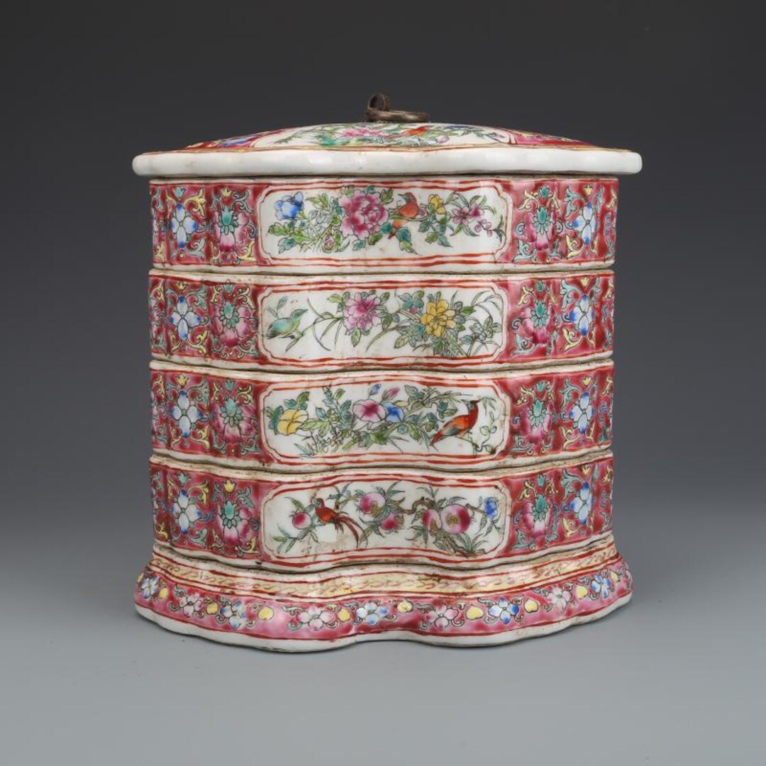Chinese Antique Qing Dynasty Qianlong Famille Rose Flowers and Birds ...