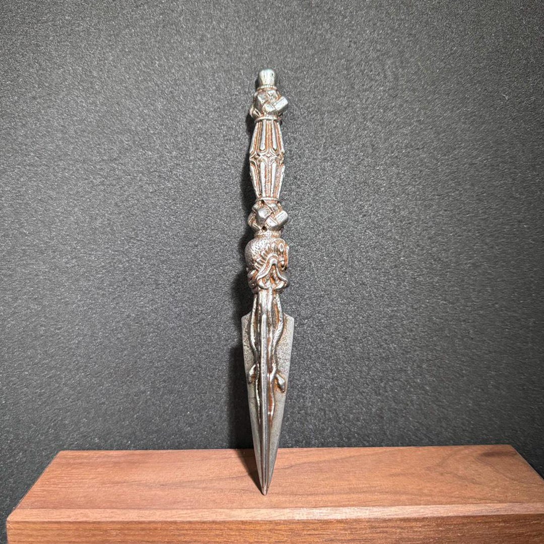 Tibetan Antique Phurba Vajra Dagger | White Copper Ritual Dagger ...