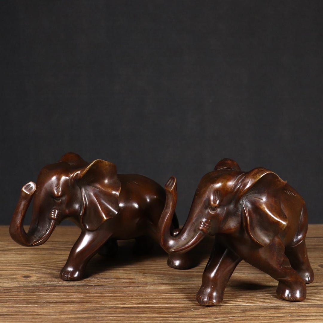Antique Copper Elephant Figurines: Chinese Good Luck Decor - Etsy