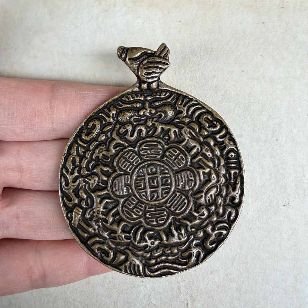 Tibetan Lima Copper Mandala Amulet – Nine Palace Eight Trigram Talisman ...
