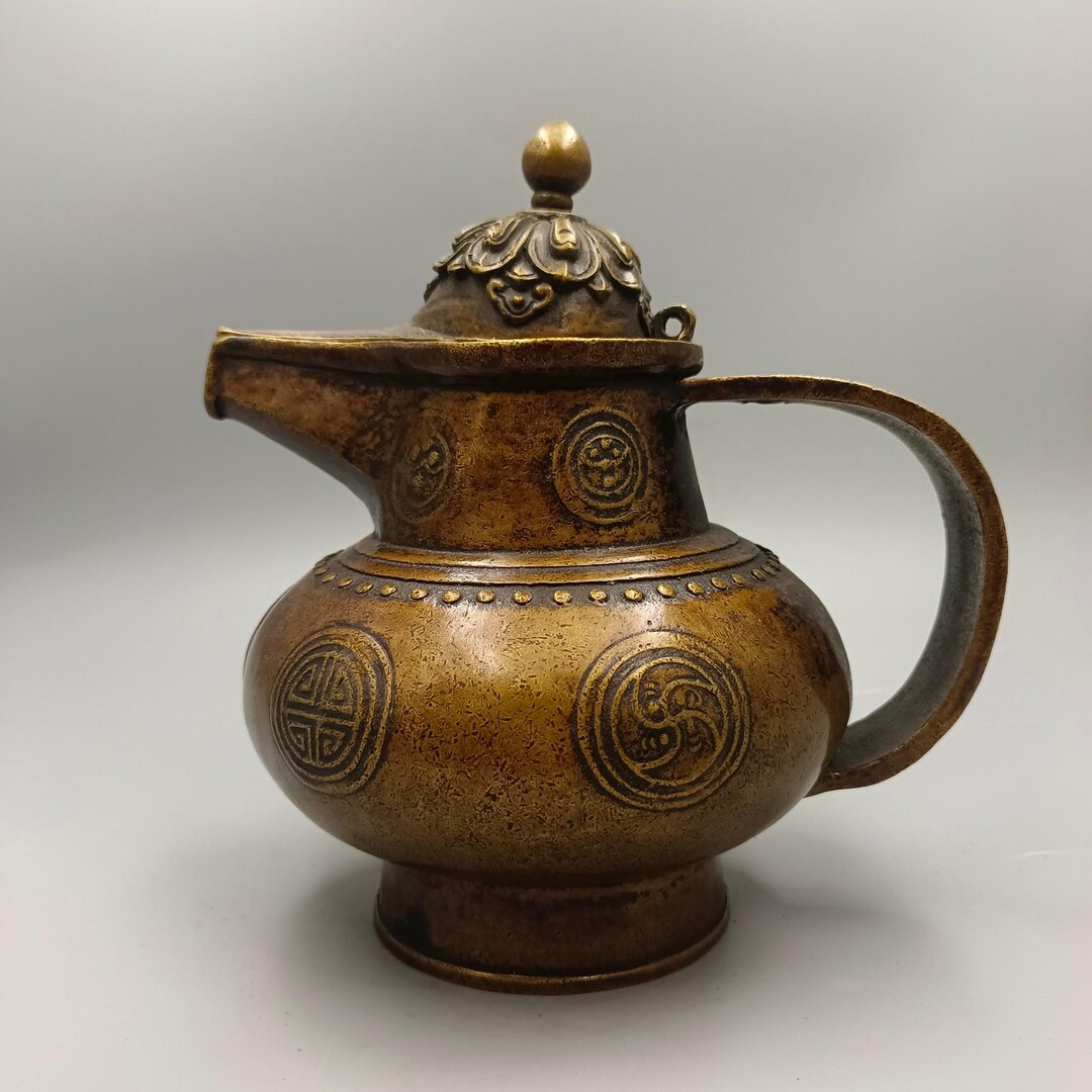Chinese Antique Tibet Copper Handle Teapot, Designed as a Traditional ...