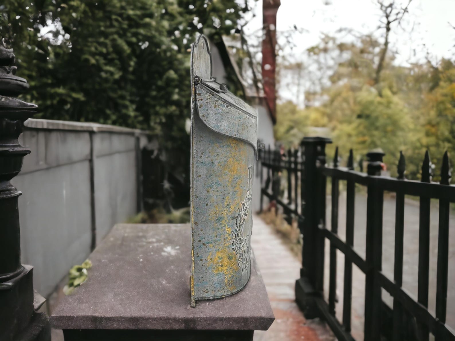Vintage Style Post Box - Grey Bird, Antique Metal Mailbox, Rustic ...