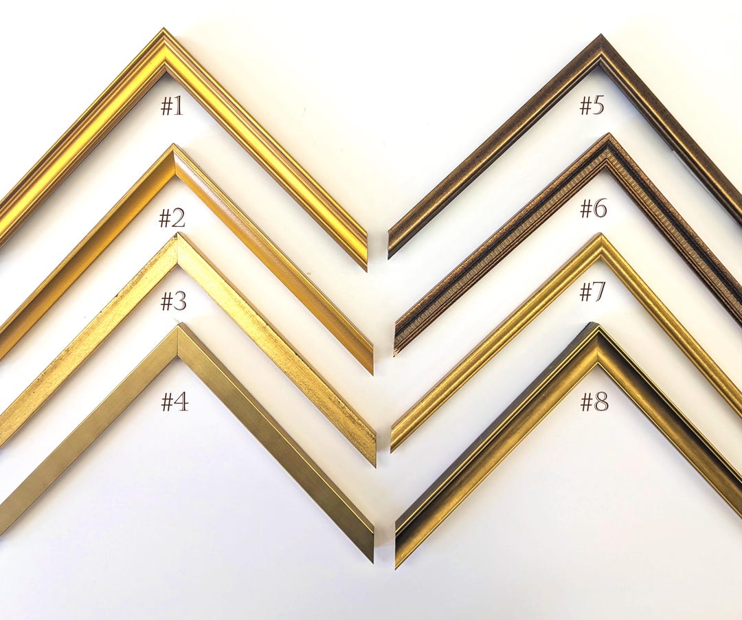 Gold Modern Picture Frame | Slim Custom Minimal Molding - Etsy