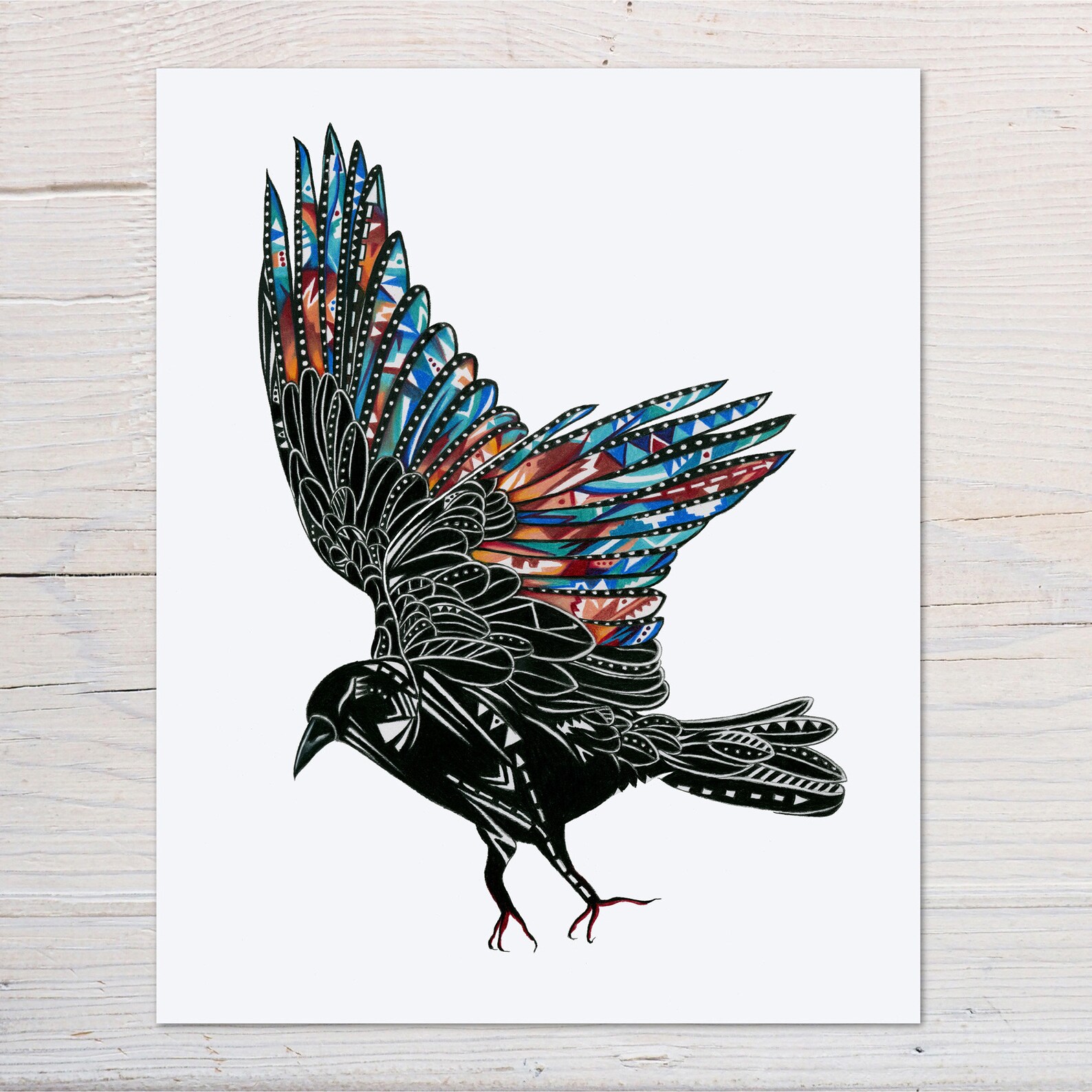 Crow Print, Spirit Bird Art, Abstract Animal Art, Crow Illustration - Etsy