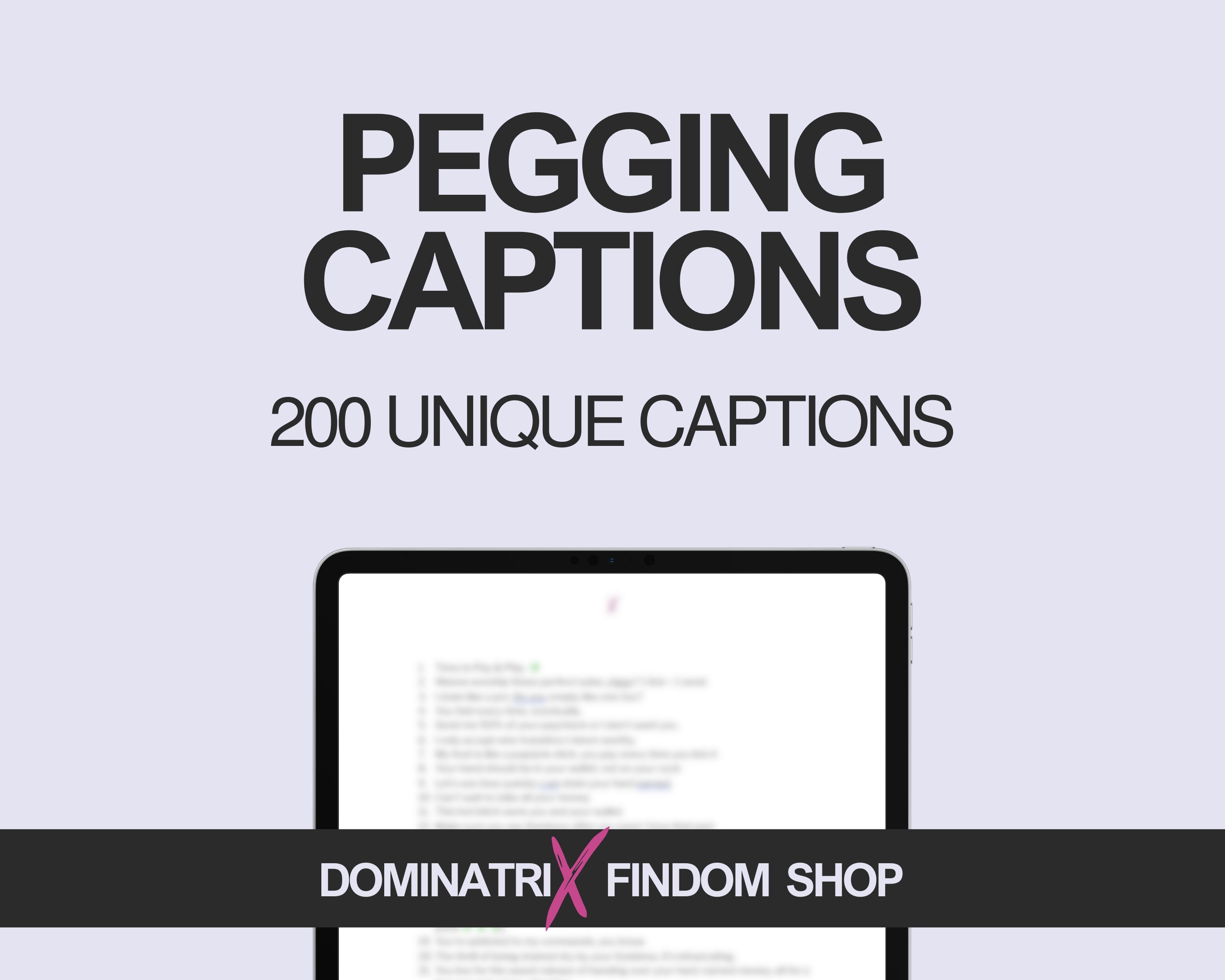 200 Pegging Captions Bundle, Dominating and Seductive Phrases for Pegging Enthusiasts - Etsy