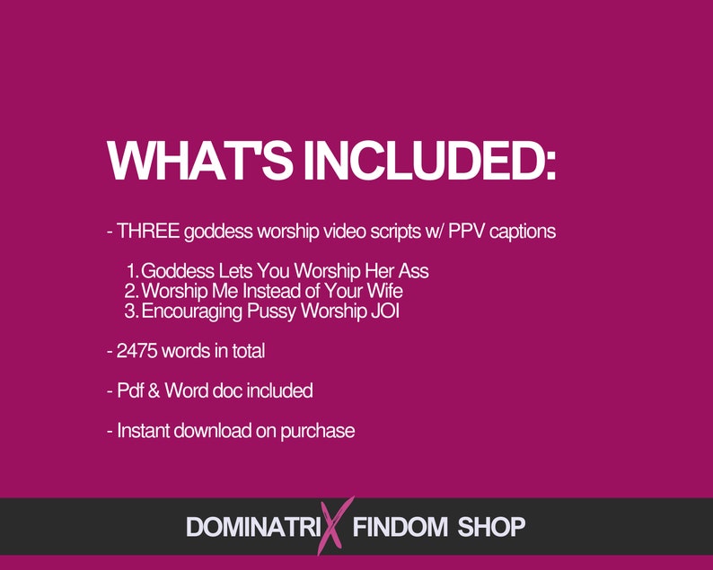 Goddess Worship Video Scripts Bundle | 3 Intense Worship Scripts With PPV Captions | Instant ...
