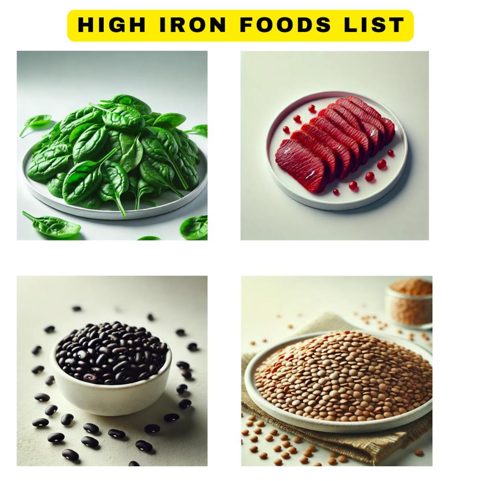 High Iron Food List for Anemia, Grocery List & Anaemics Checklist, Easy ...