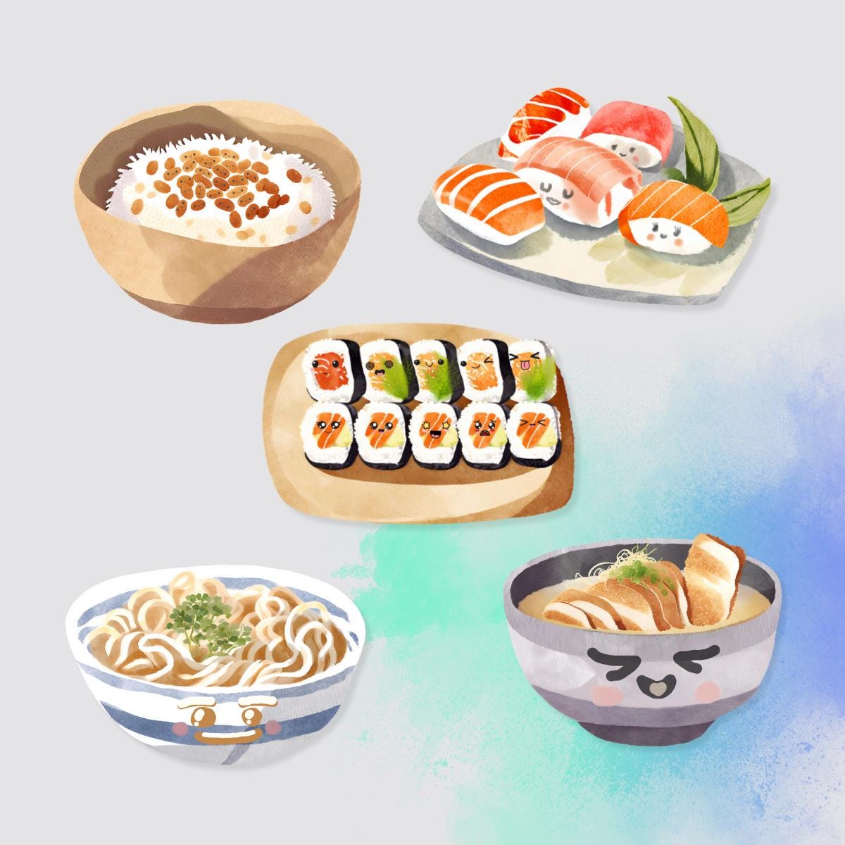 Fibeidigicards_clipart - Title: Japanese Food Collection - Etsy