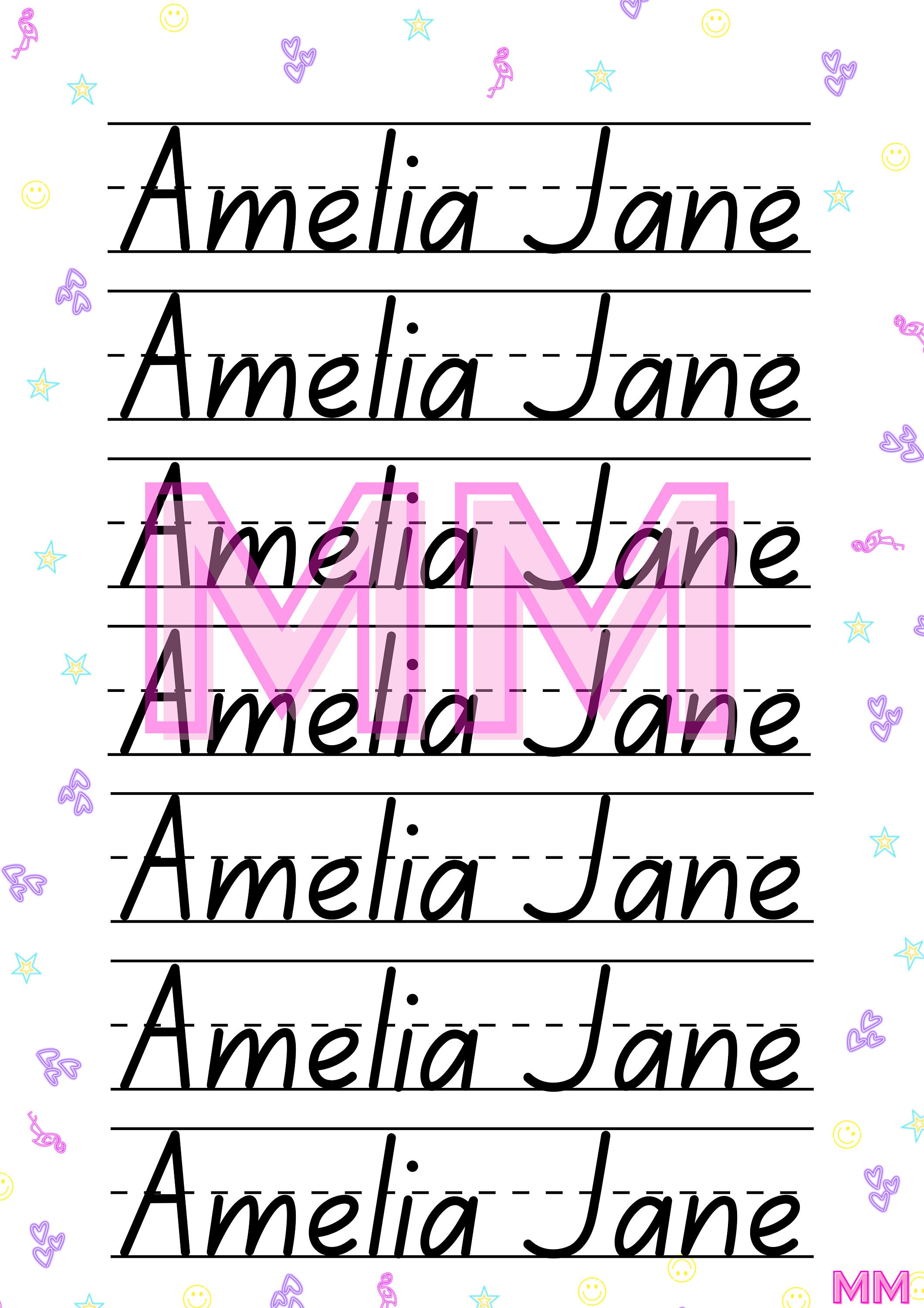 Funky Name Tracing Worksheet - Etsy