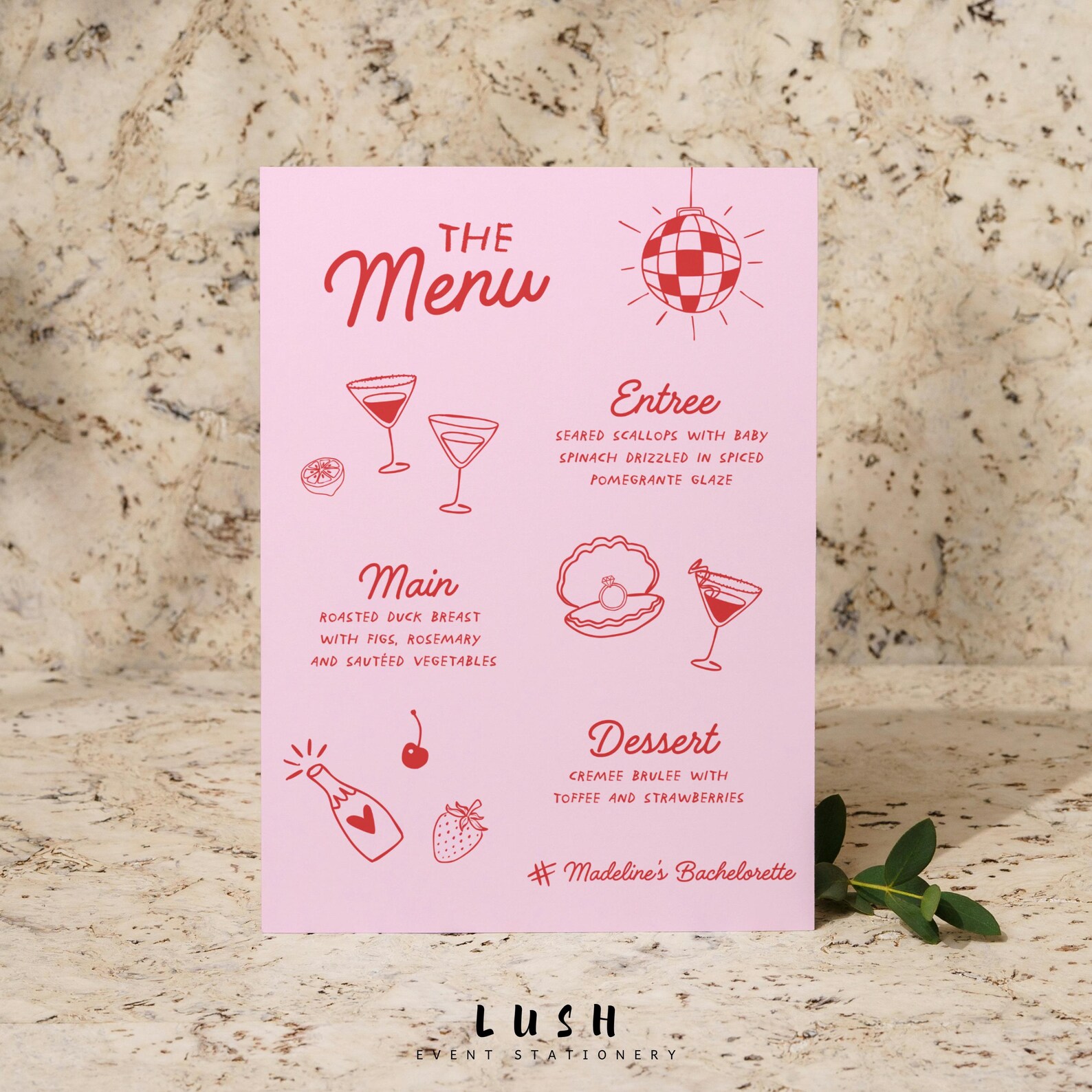 Hand Drawn Bachelorette Menu Template, Bridal Shower Menu, Hens Party ...