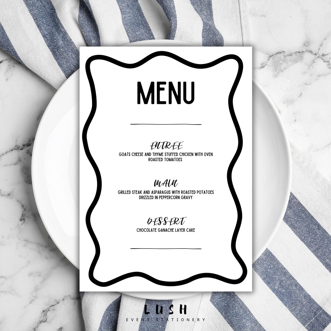Hand Drawn Bachelor Party Menu Illustrated Bachelor Party Food Menu ...