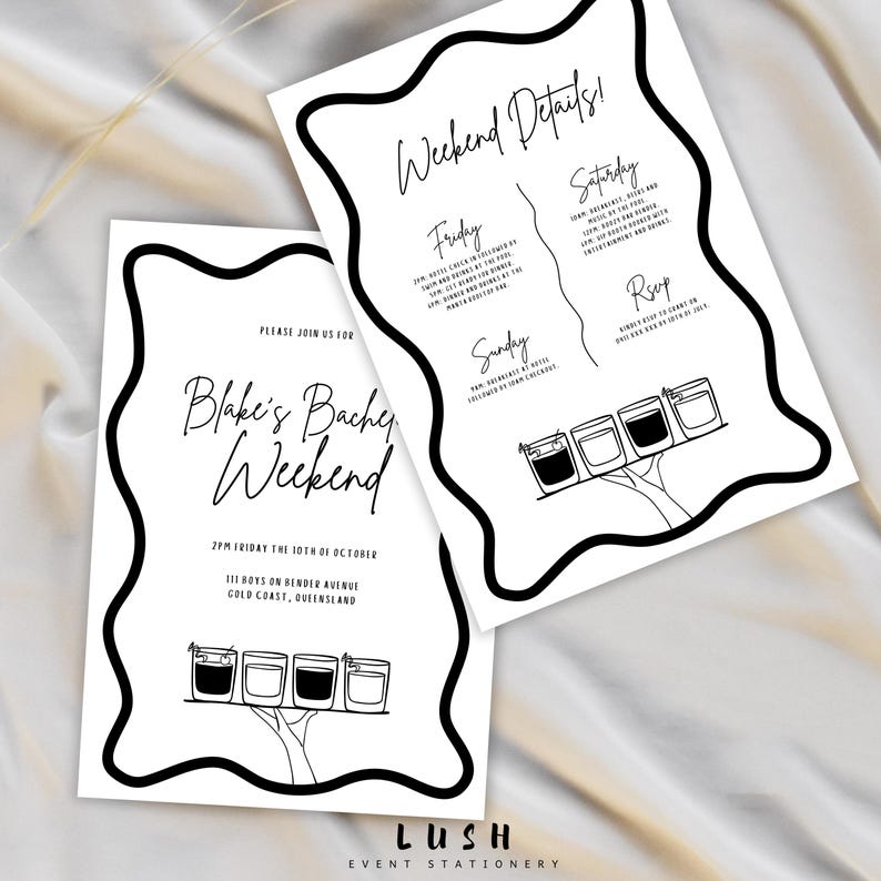 Hand Drawn Bachelor Party Invitation, Illustrated Bucks Invitation ...
