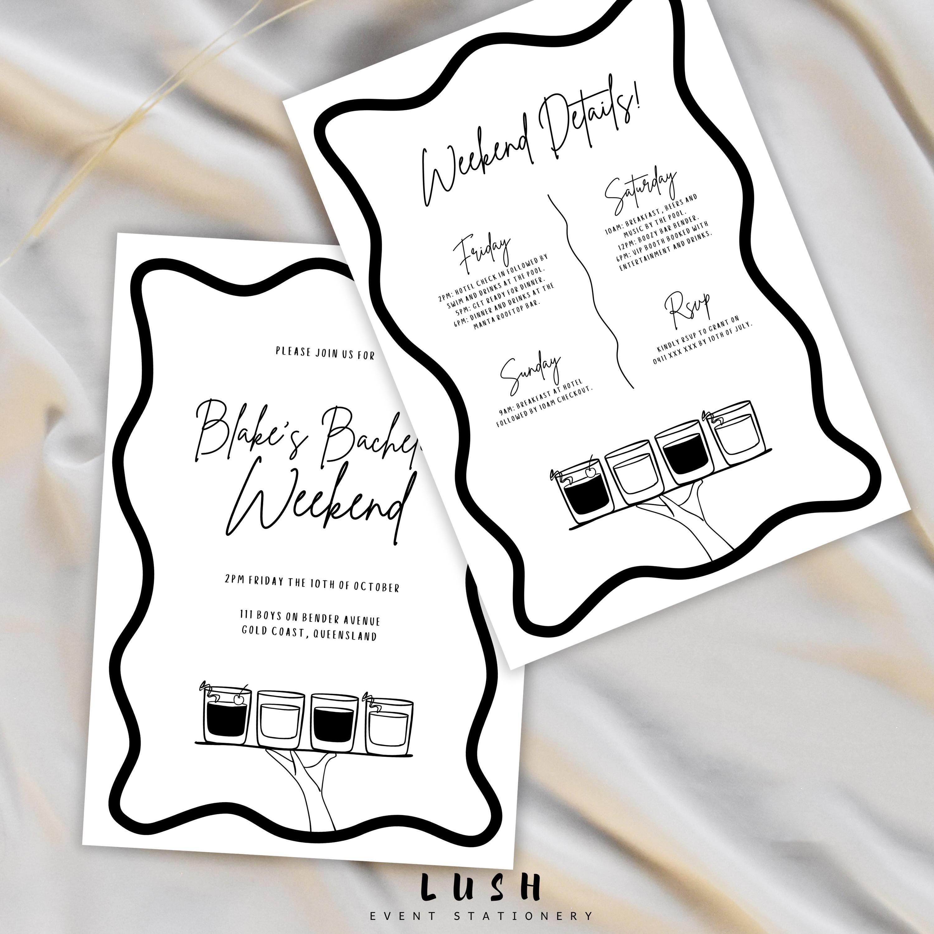 Hand Drawn Bachelor Party Invitation, Illustrated Bucks Invitation ...