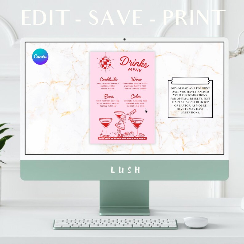 Hand Drawn Bachelorette Party Drinks Menu, Illustrated Hens Drinks ...