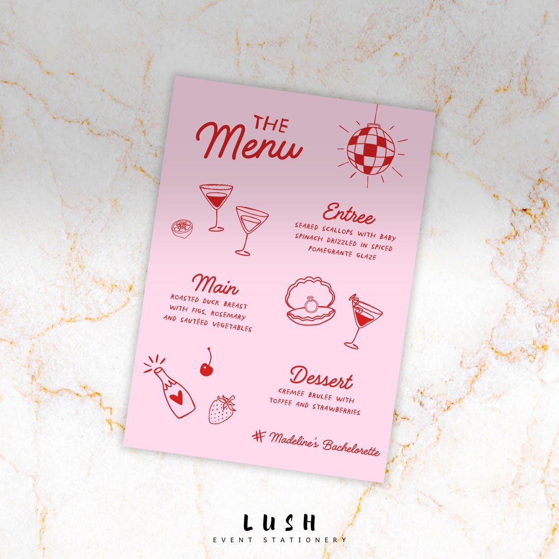 Hand Drawn Bachelorette Menu Template, Bridal Shower Menu, Hens Party ...
